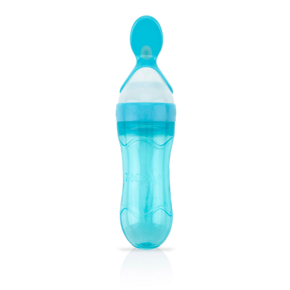 Biberon Cuchara De Silicona con repuesto Azul Nuby – Mimaitos