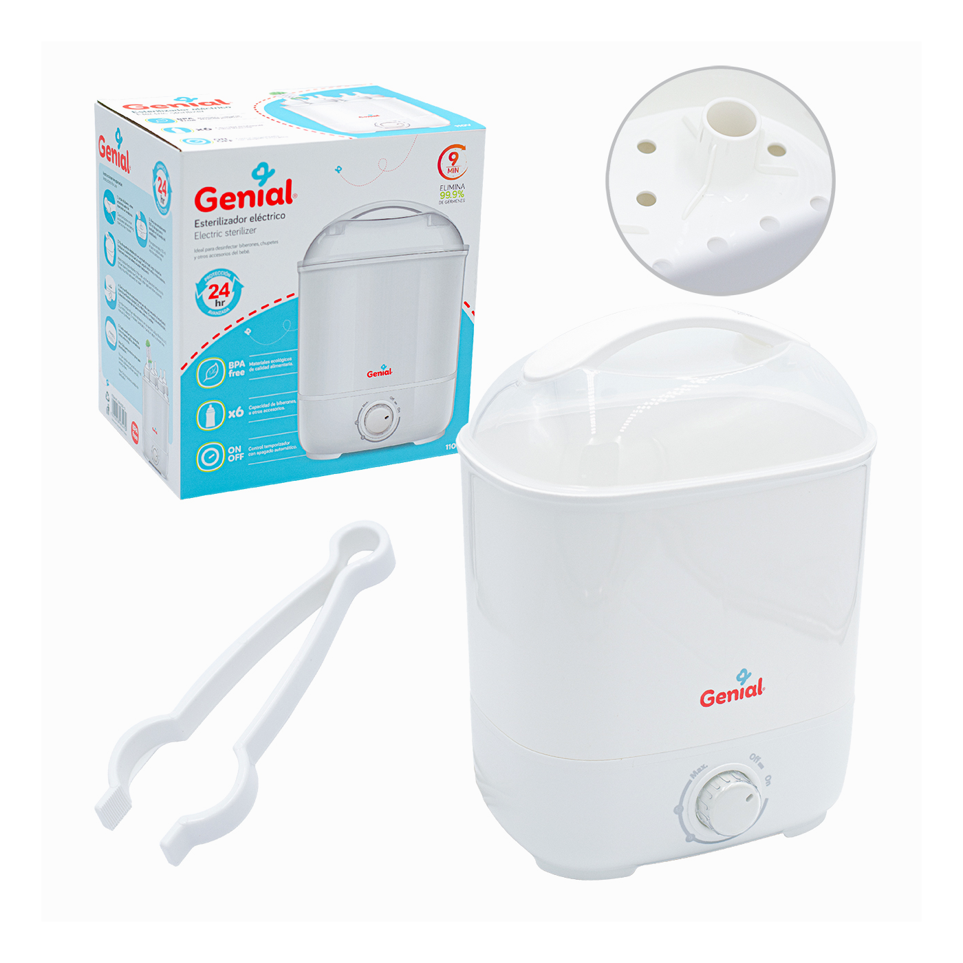 Esterilizador Eléctrico de Teteros a Vapor Marca Genial – Mimaitos